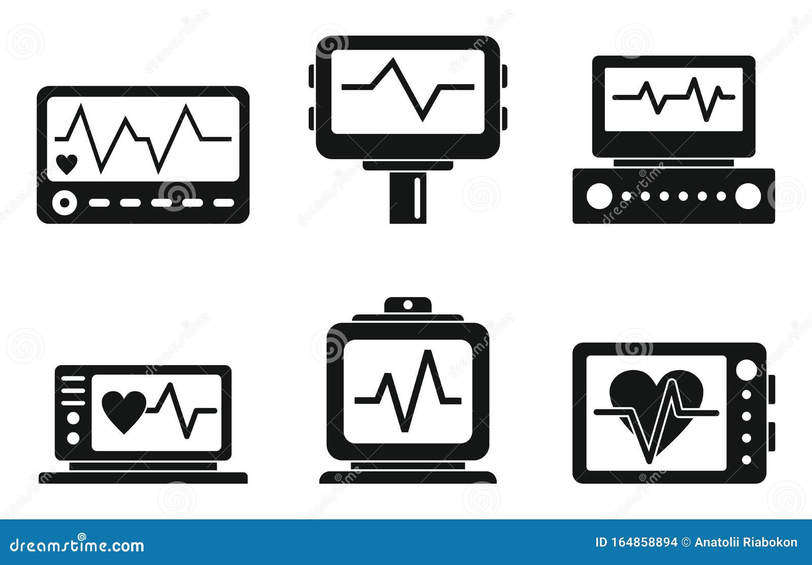 Electrocardiogram Icons Set, Simple Style Stock Vector - Illustration ...