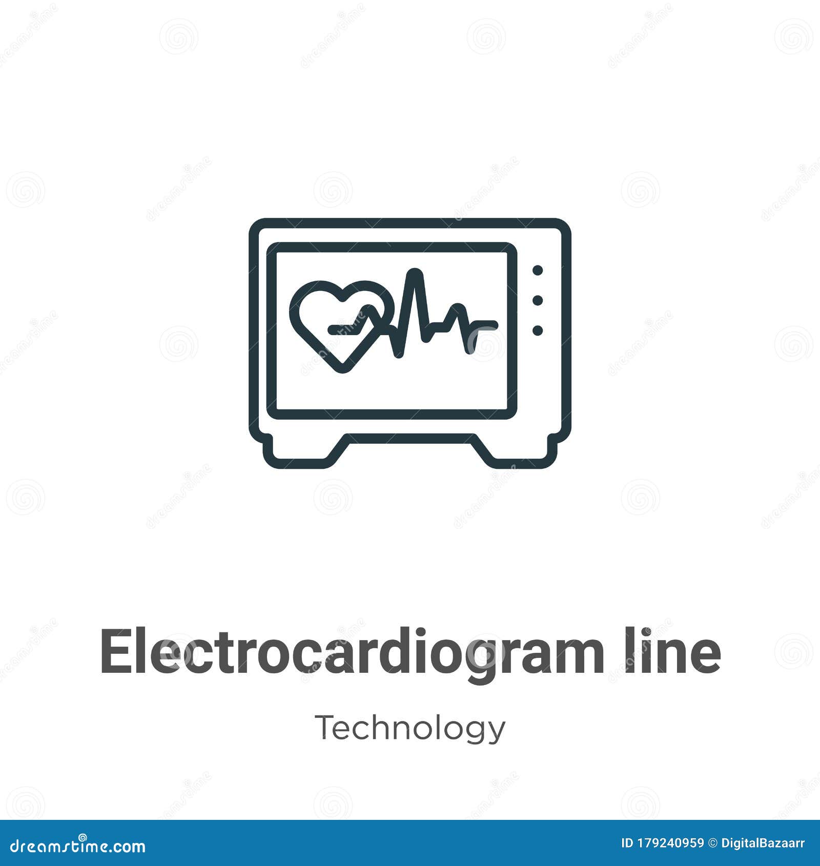 Electrocardiogram Line And Solid Icon, Medical Tests Concept, Heart ...