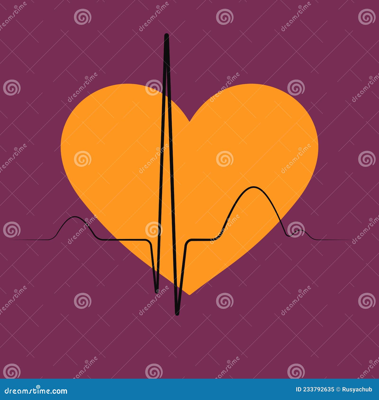 ECG. an Orange Heart Beat in a Zigzag Line Against a Purple Background ...