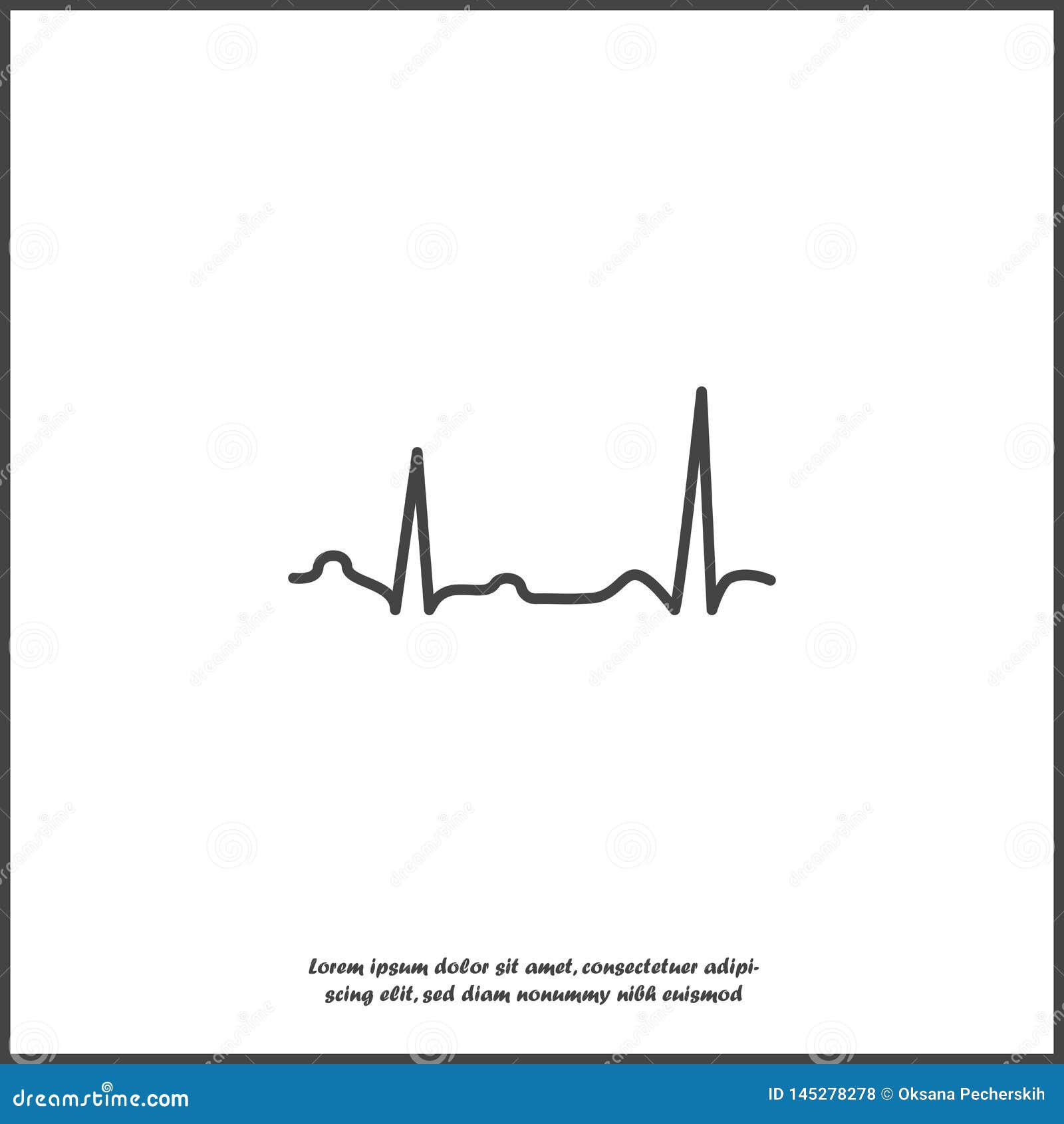 Electrocardiogram Vector Icon, Sinus Rhythm Disturbance on White ...