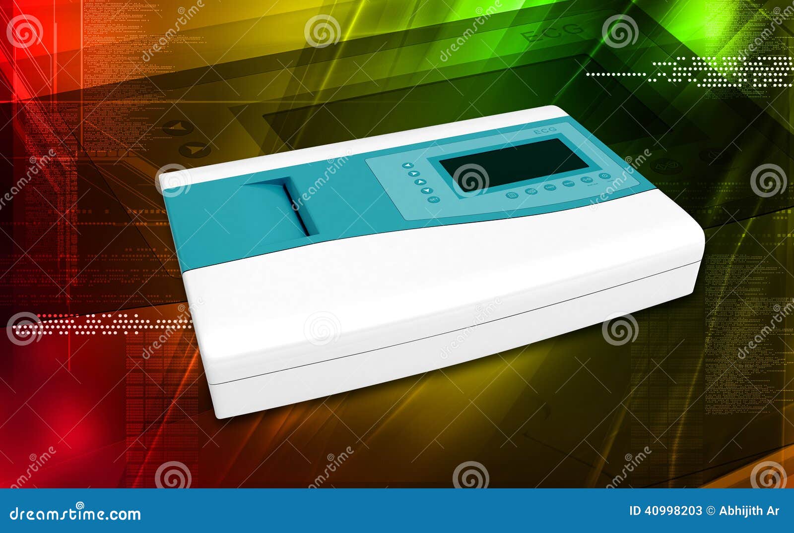 Electrocardiograph Machine with ECG Stock Illustration - Illustration ...