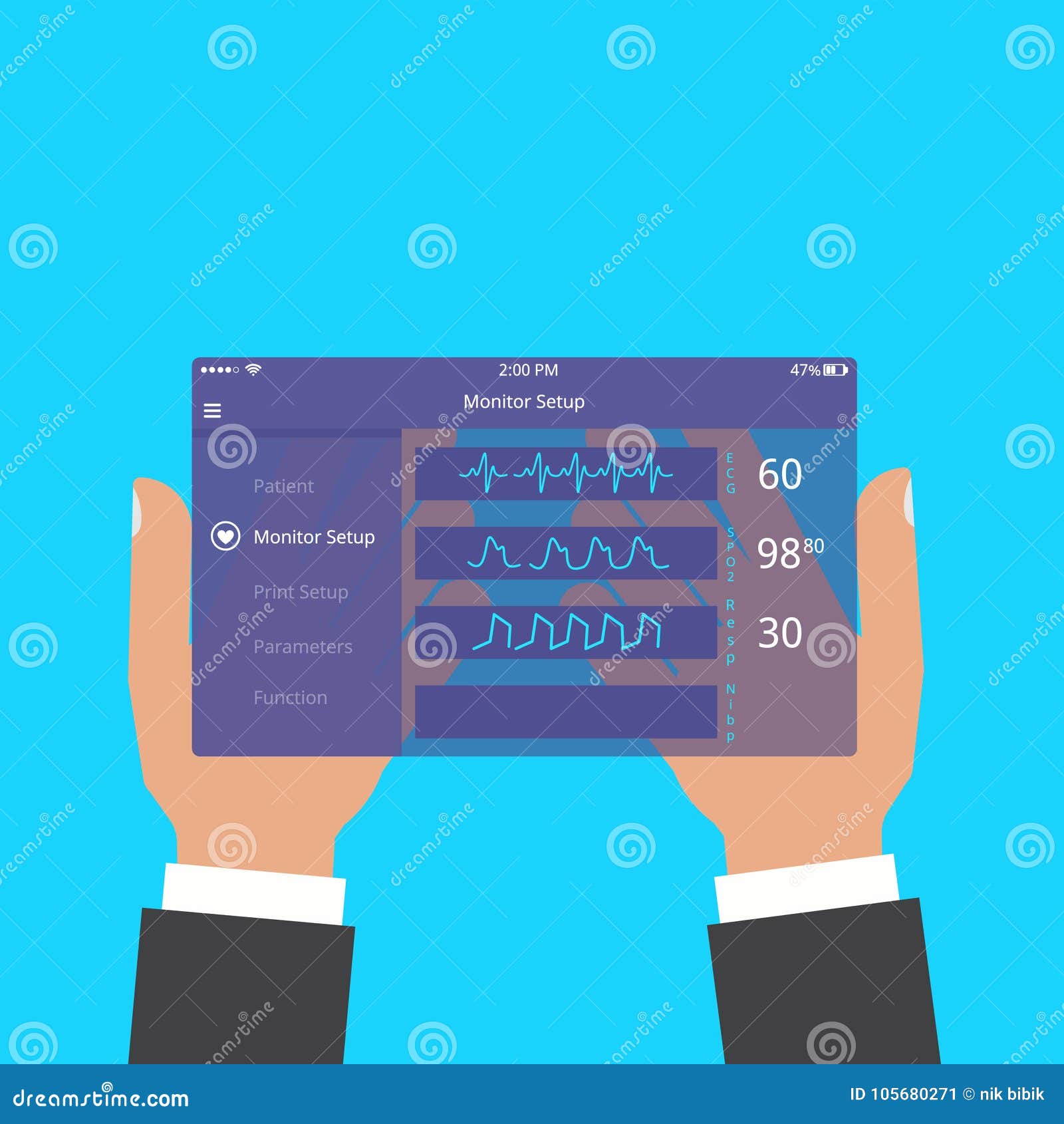 Electrocardiograph Machine Vector. Flat Medical Ekg Device Stock Vector ...