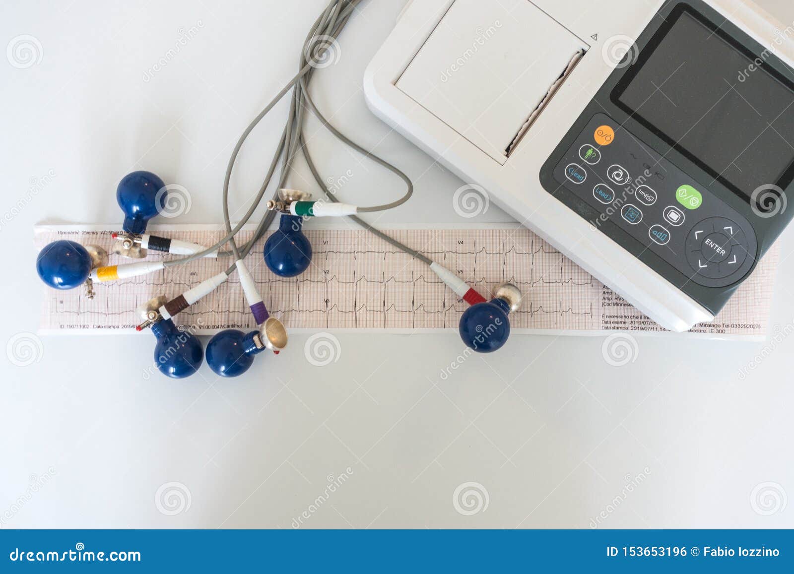 ECG Or EKG Of Man With Electrodes For Electrocardiogram Records Stock ...