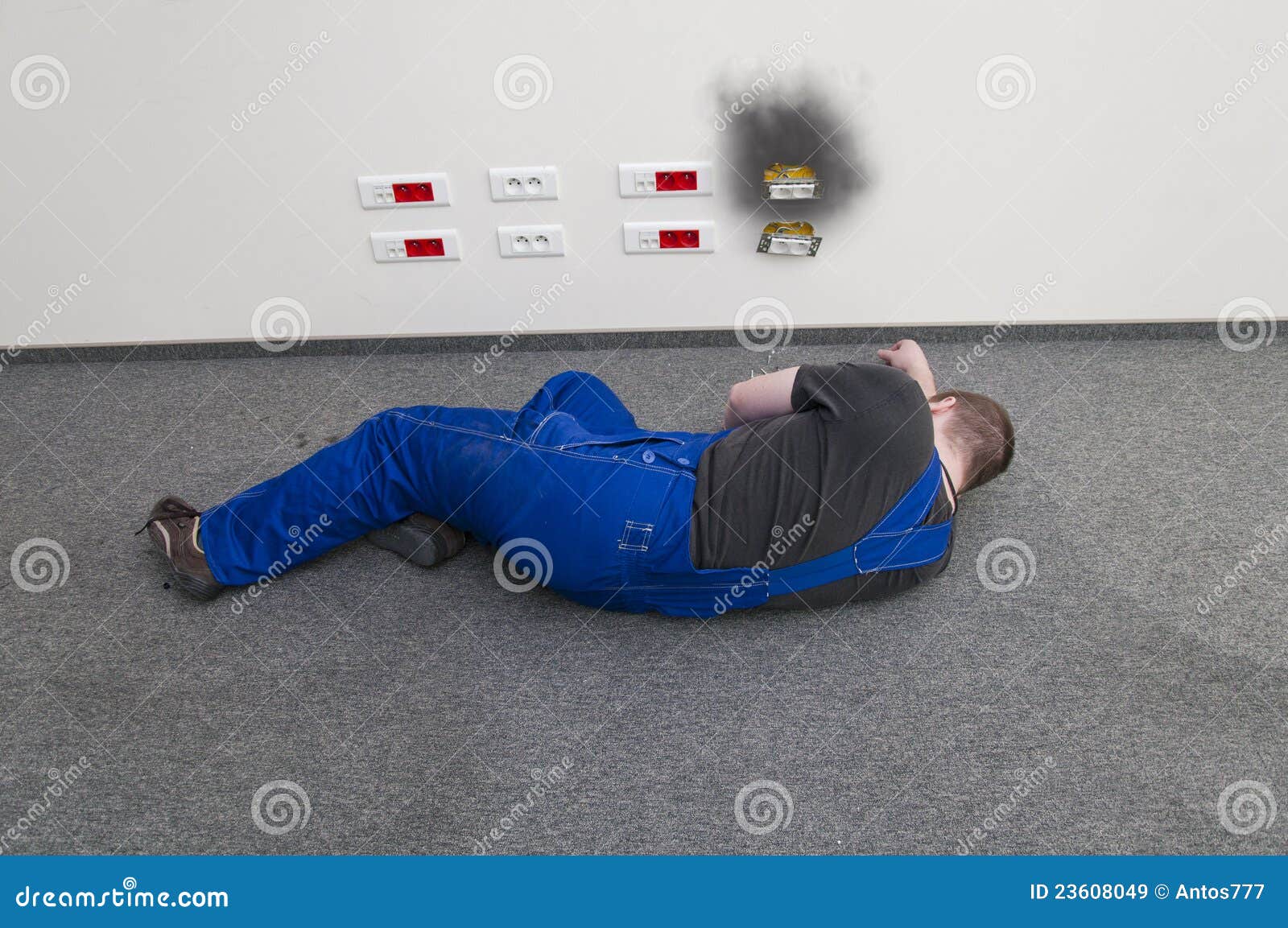 Electrocuted a Man Lying on the Ground Stock Image - Image of ...