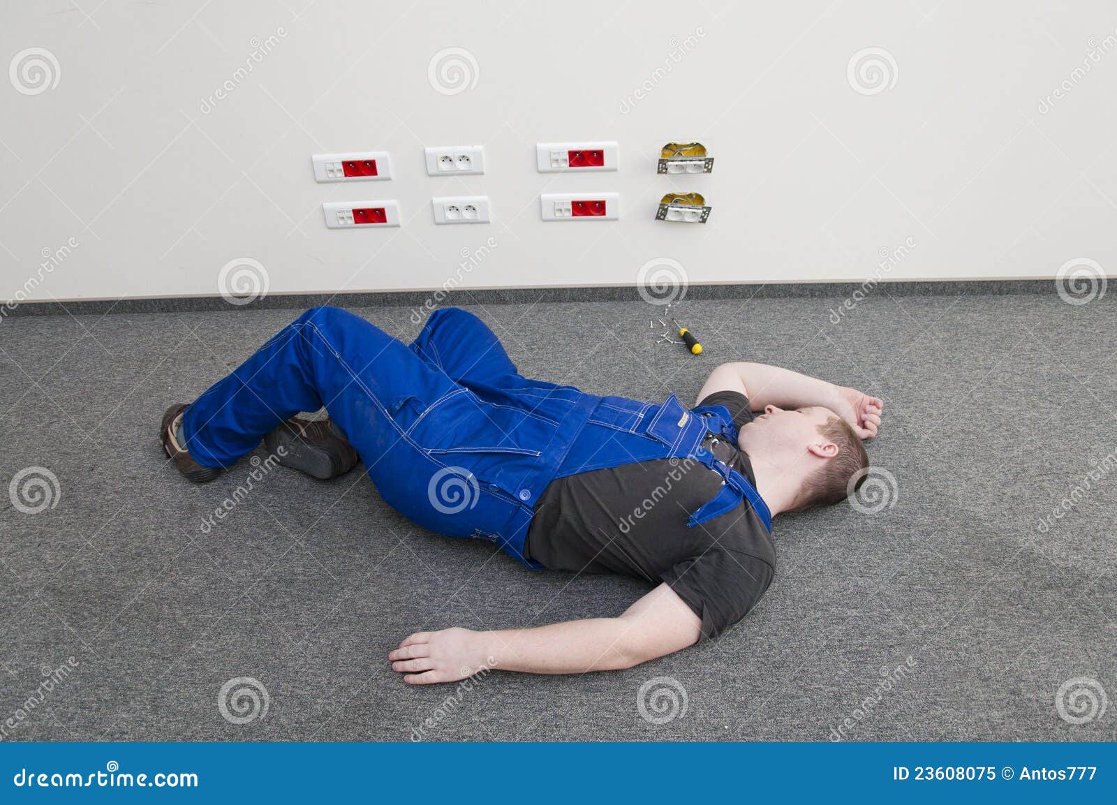 Electrocuted a Man Lying on the Ground Stock Image - Image of concept ...