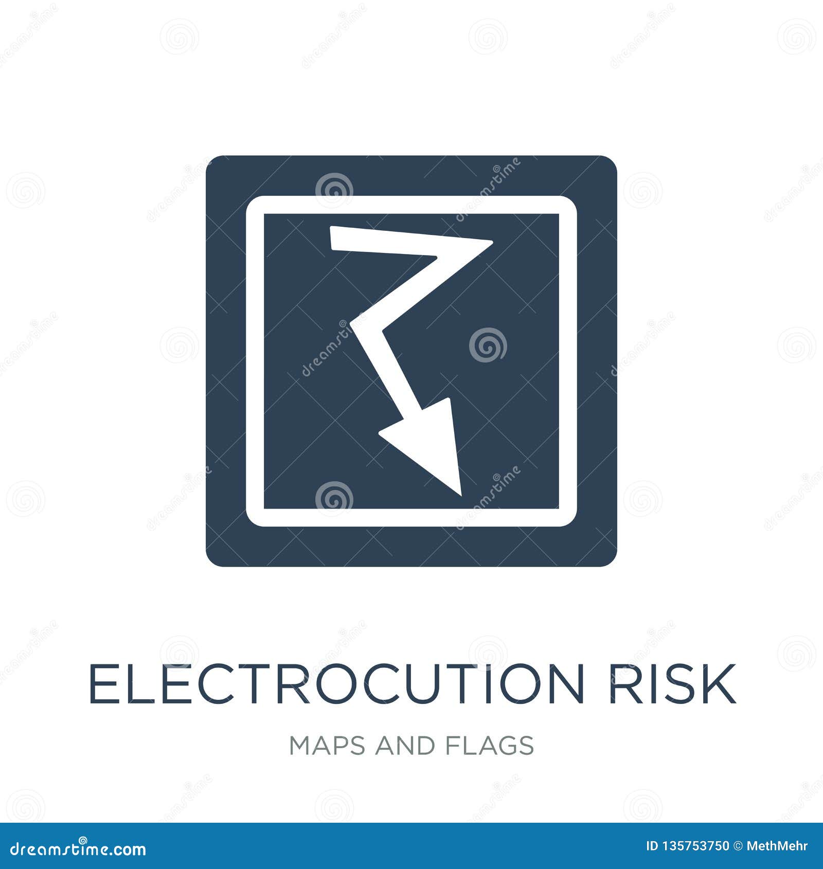 Electrocution Risk Icon in Trendy Design Style. Electrocution Risk Icon ...