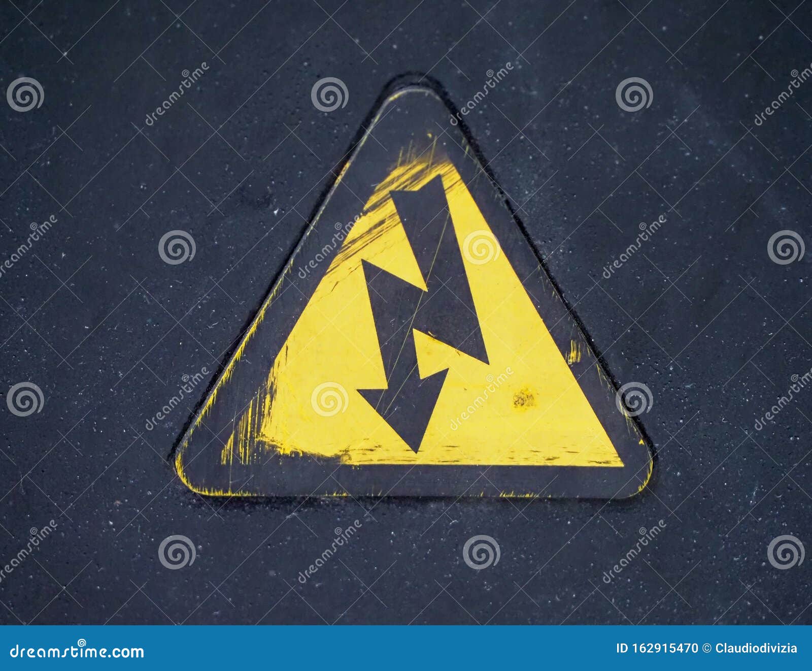 Electrocution warning sign stock photo. Image of yellow - 162915470