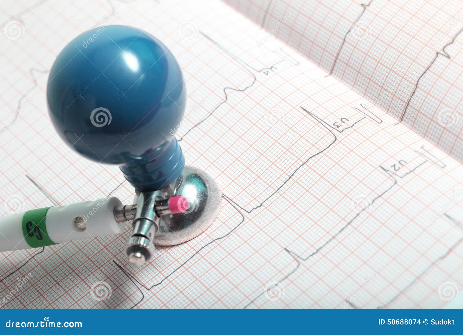 Electrode and ECG Chart Closeup Stock Photo - Image of care, examining ...