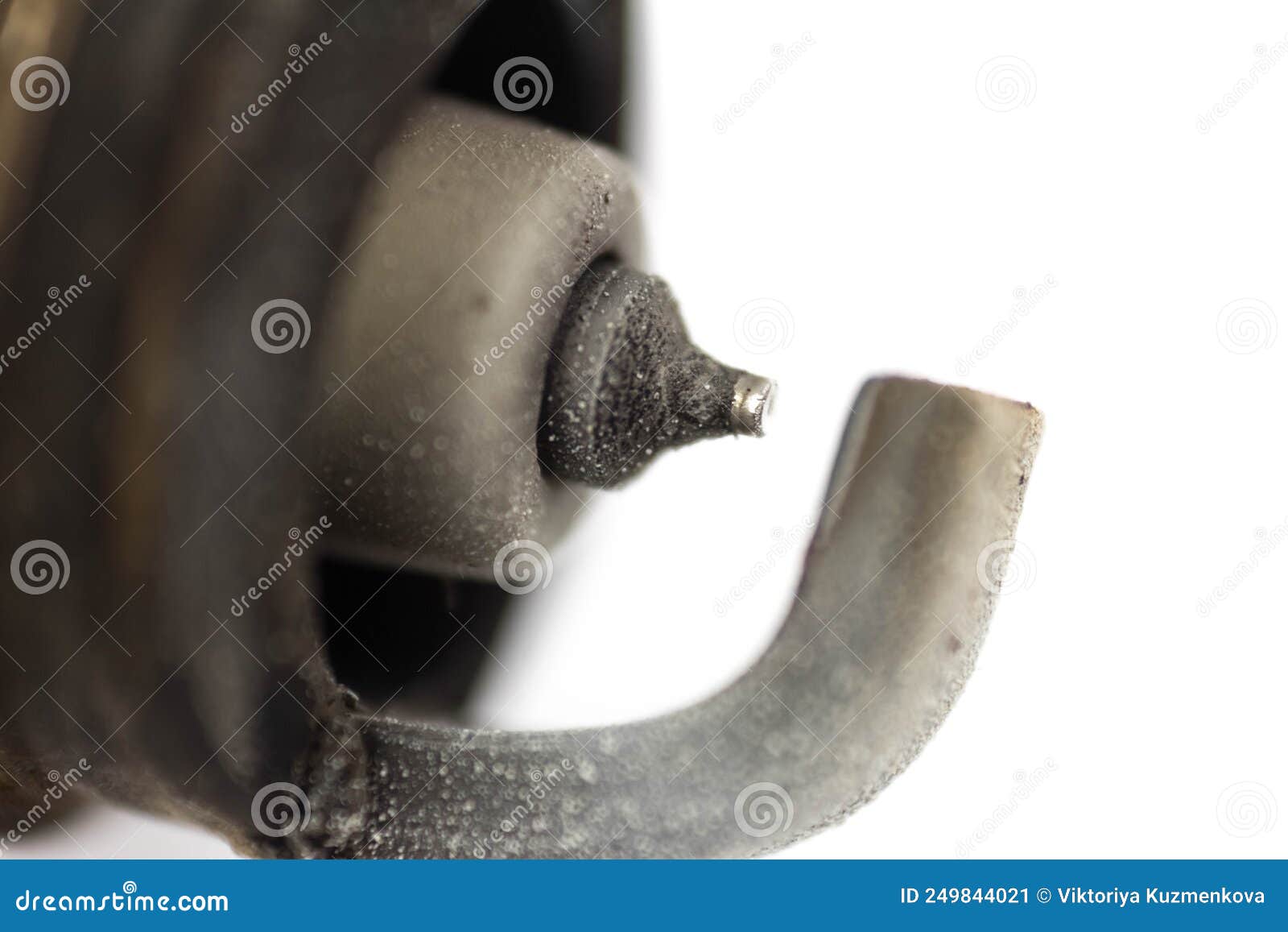 The Electrode On The Used Iridium Spark Plug. Close Up. Isolated On A ...