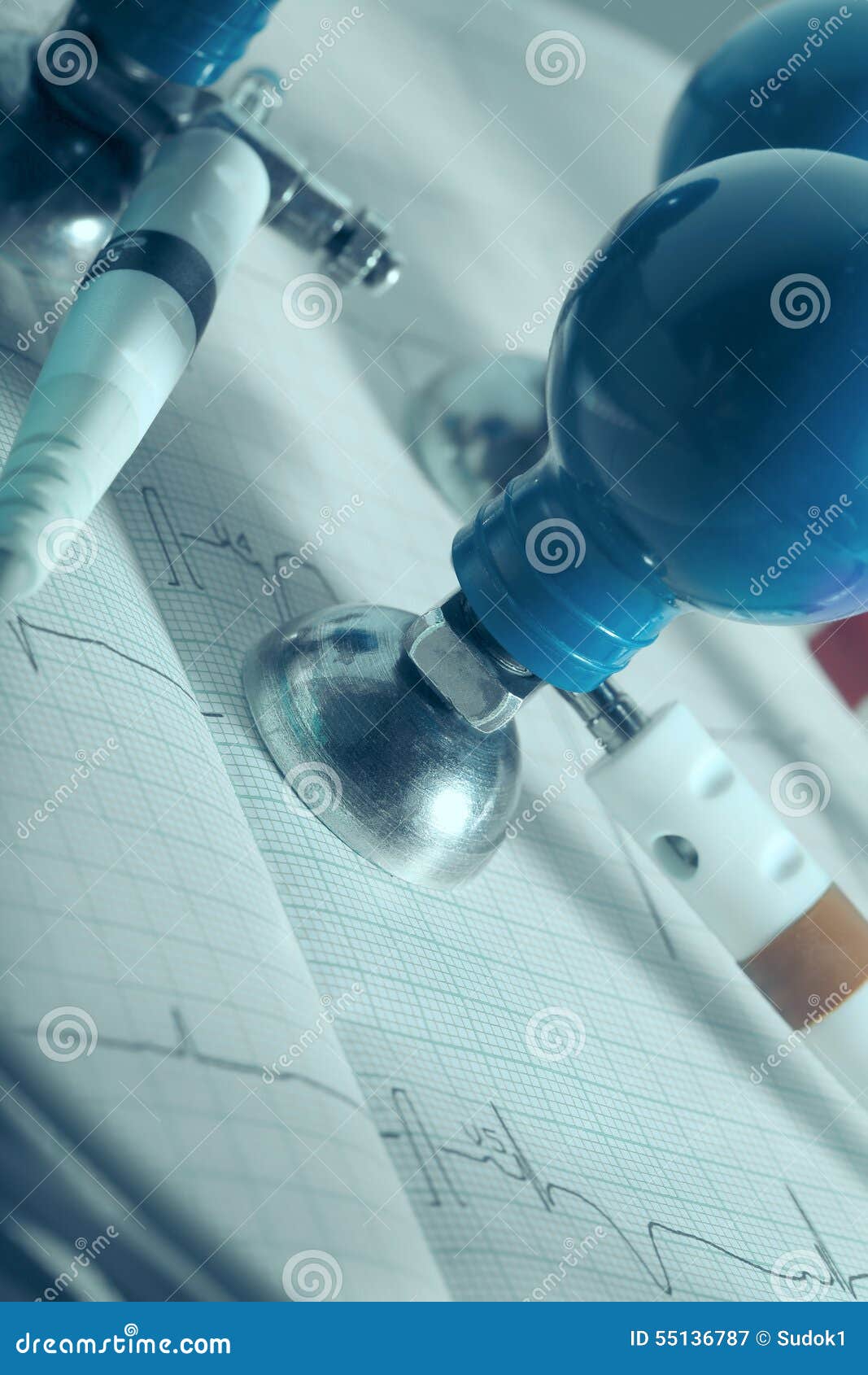Electrodes on the ECG Record Medical Concept Stock Image - Image of ...