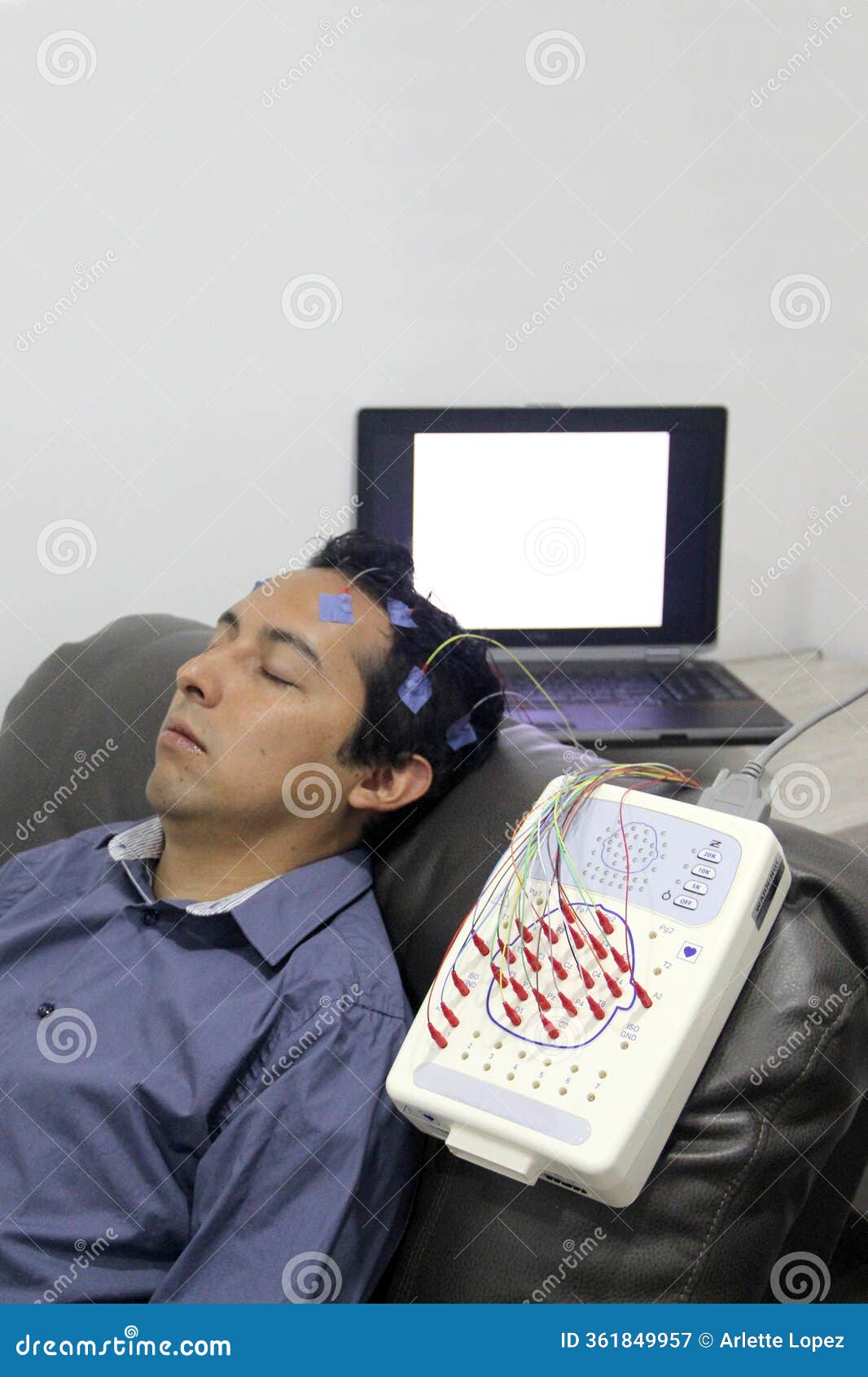 Electroencephalogram EEG in Man with Wires, Study that Records the ...