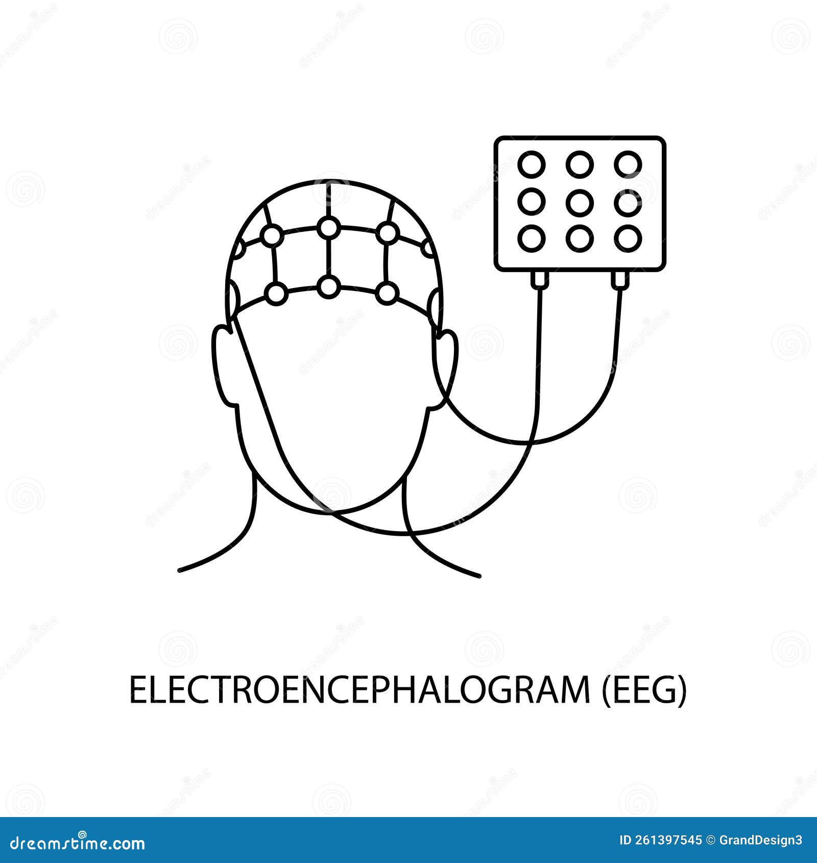 Electroencephalogram Line Icon in Vector, Illustration Electroencephalography. Stock Vector ...
