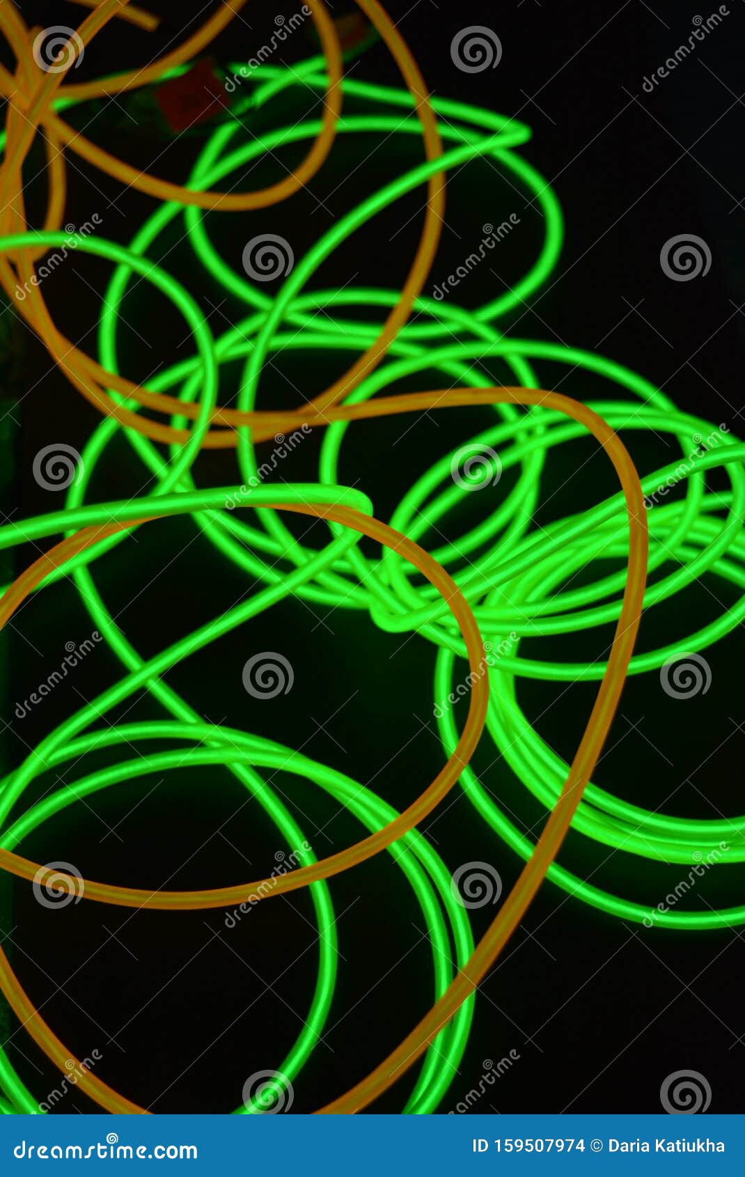 Bright Luminous Yellow and Green, Lime Neon Wires in Different Formats ...