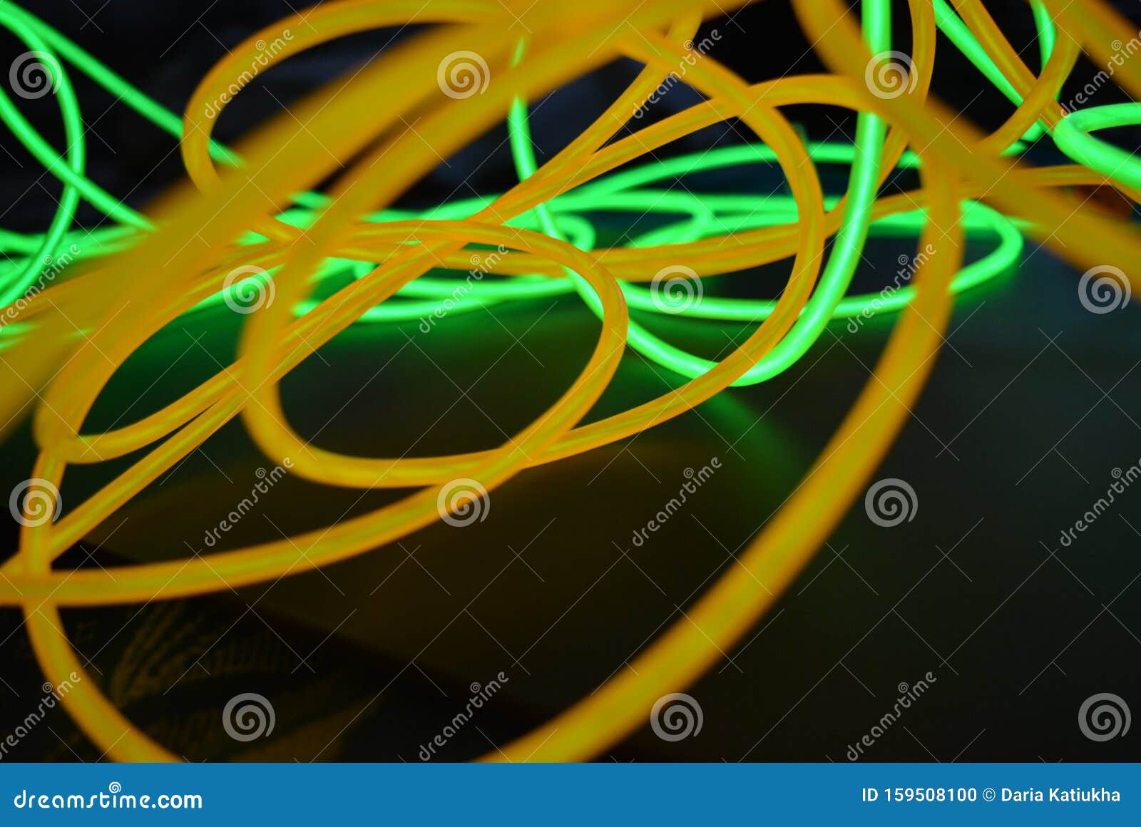 Bright Luminous Yellow and Green, Lime Neon Wires in Different Formats ...