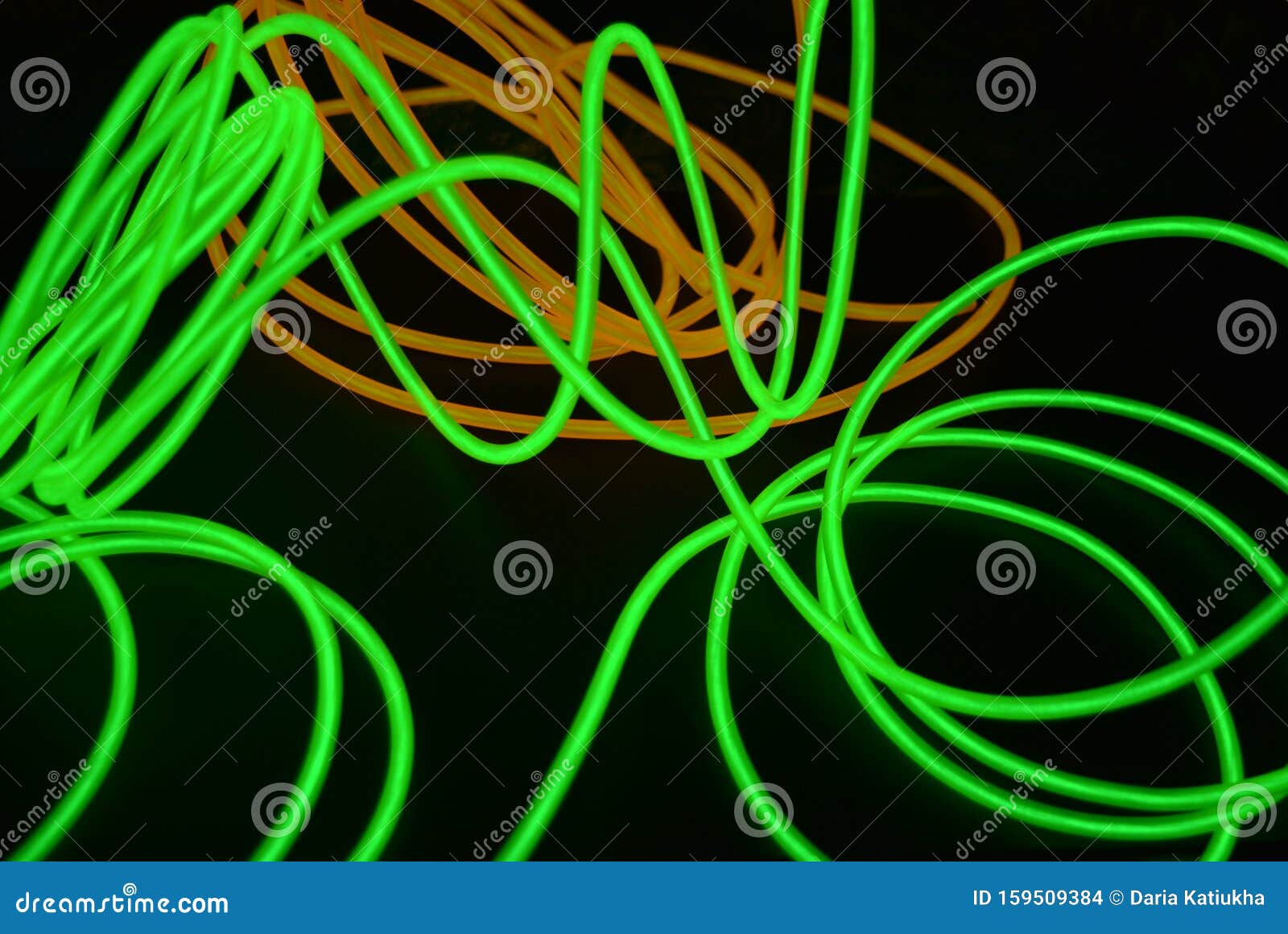 Bright Luminous Yellow and Green, Lime Neon Wires in Different Formats ...