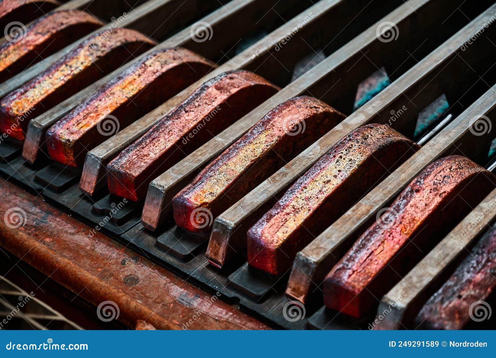 Electrolysis Bathtub with Installed Copper Anodes at Plant Stock Image ...