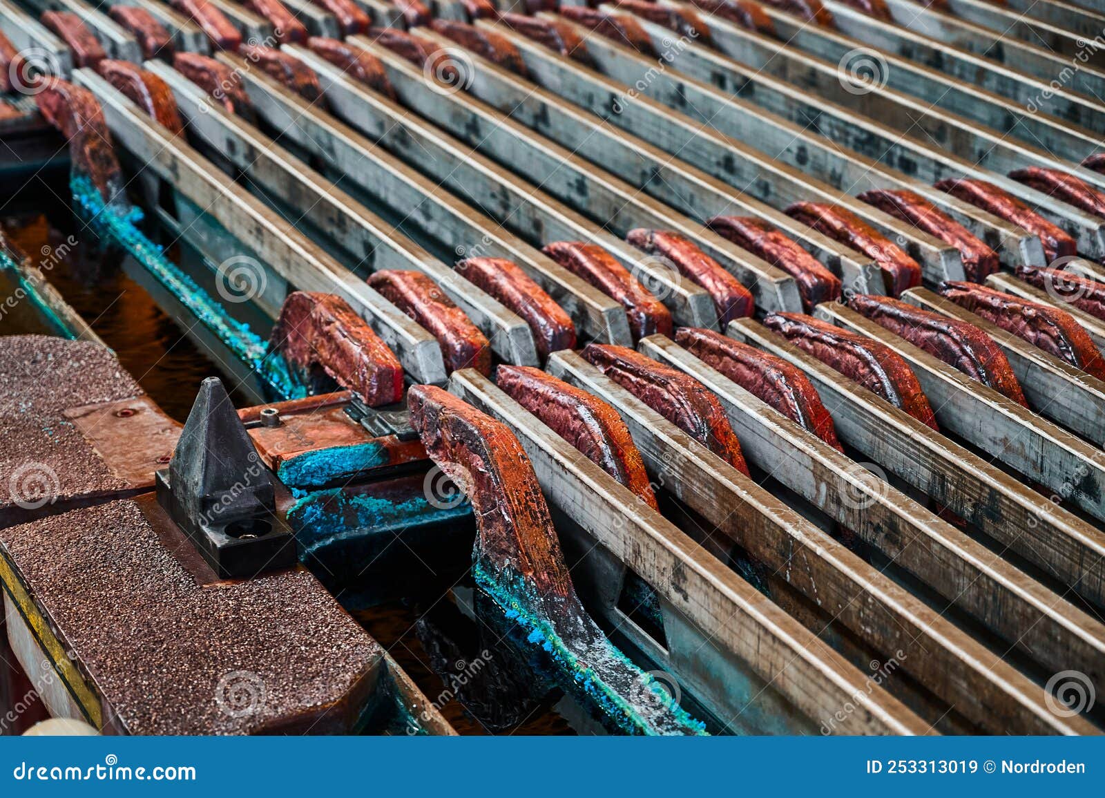 Electrolysis Bathtub with Installed Copper Anodes at Plant Stock Image ...