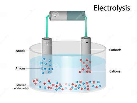 Electrolysis. Solution of Electrolyte. Cations and Anions Stock Vector ...