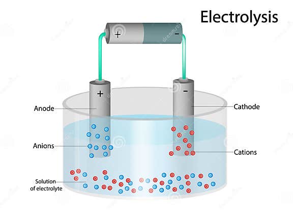 Electrolysis. Solution of Electrolyte. Cations and Anions Stock Vector ...