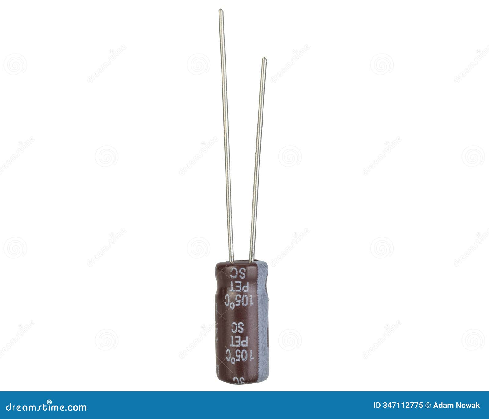 Electrolytic Capacitor with Brown Casing Stock Image - Image of close ...