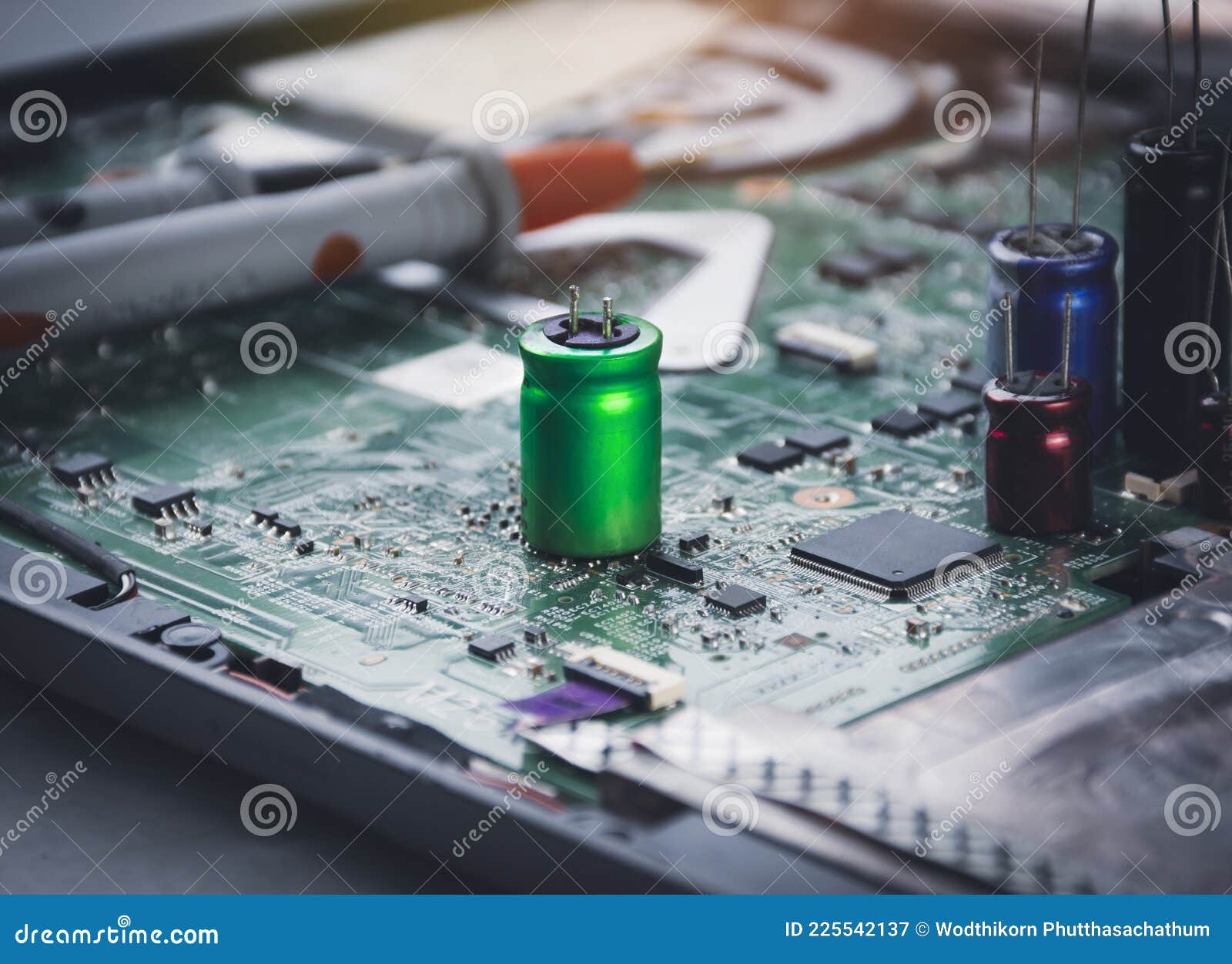 Electrolytic Capacitor Placed on Motherboard Stock Image - Image of ...