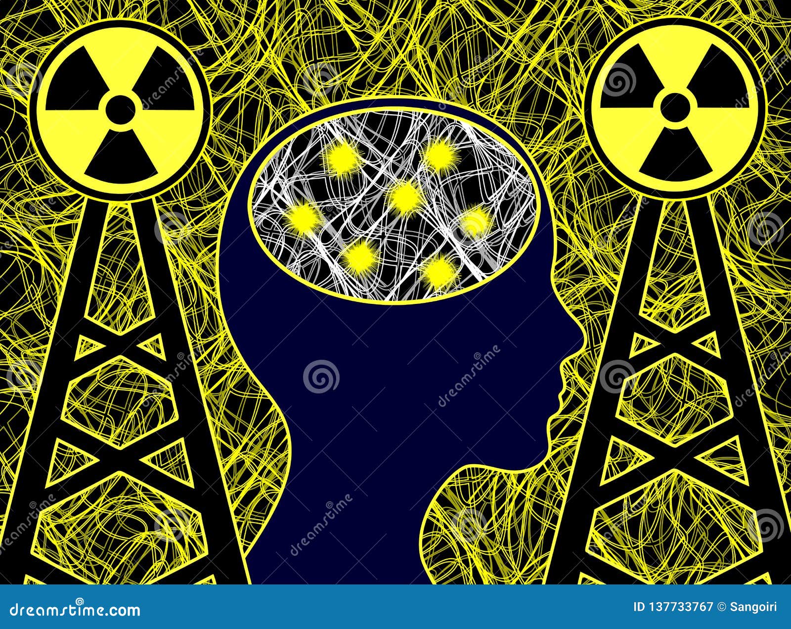 Electrosmog Affects the Brain Stock Illustration - Illustration of ...