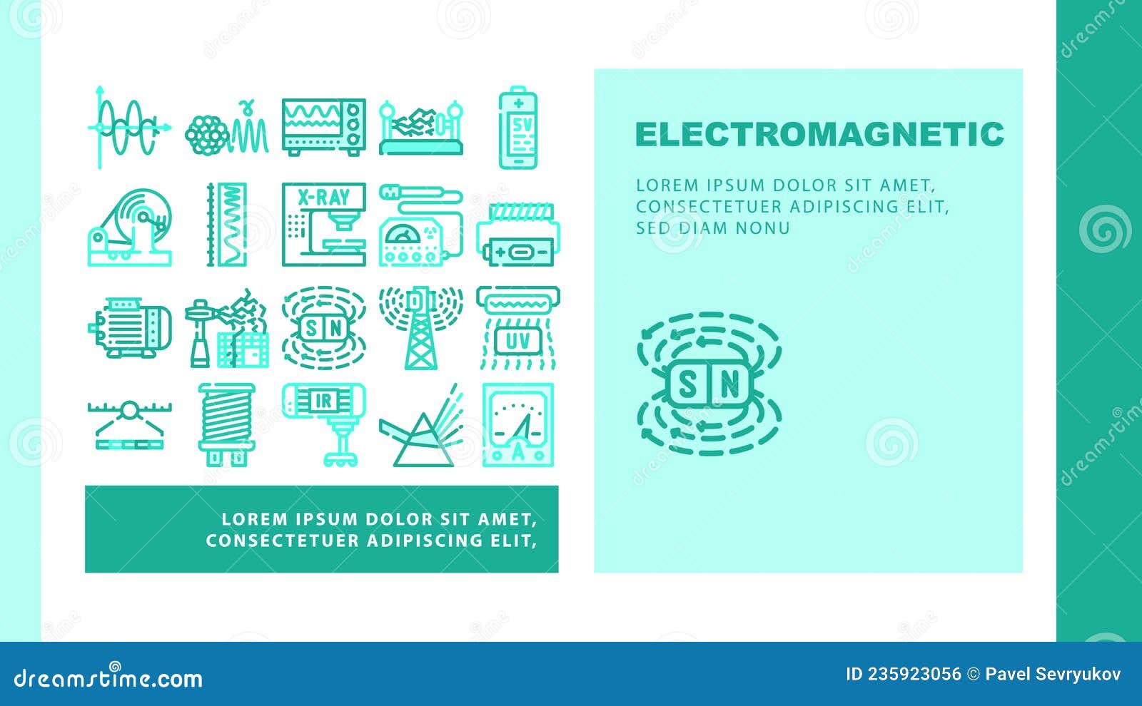 Electromagnetic Science Physics Landing Header Vector Stock Vector ...