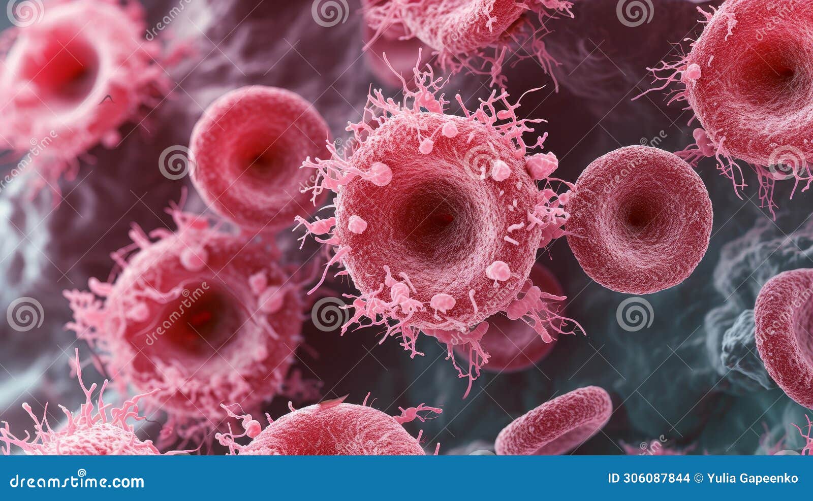 Electron Micrograph of Blood Cells, Showcasing Intricate Cellular ...