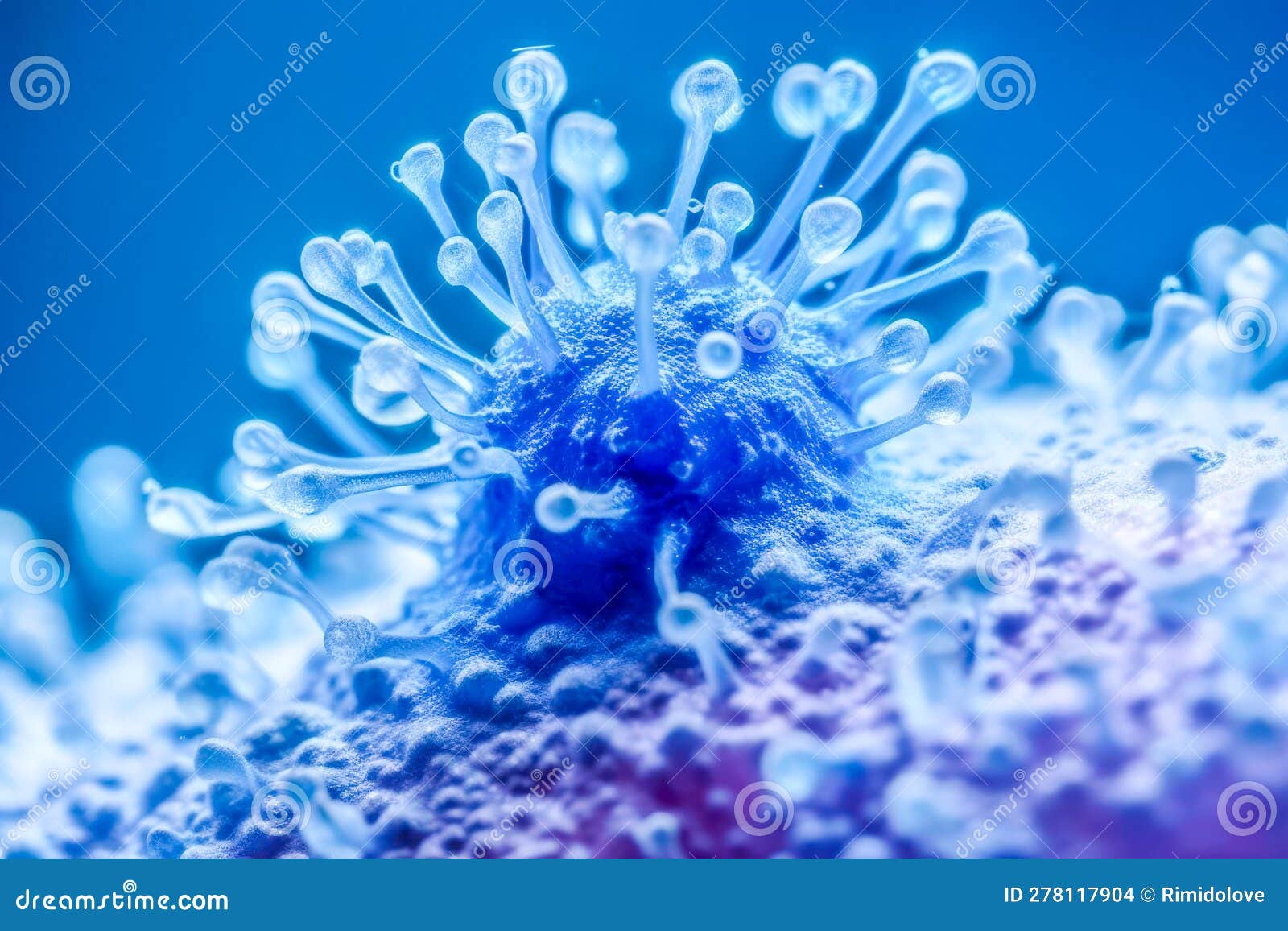 An Electron Microscope Image of a Blue Virus Moving through the ...