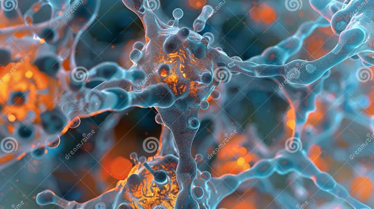 An Electron Microscope Image of a Cell Nucleus with DNA Strands Forming ...
