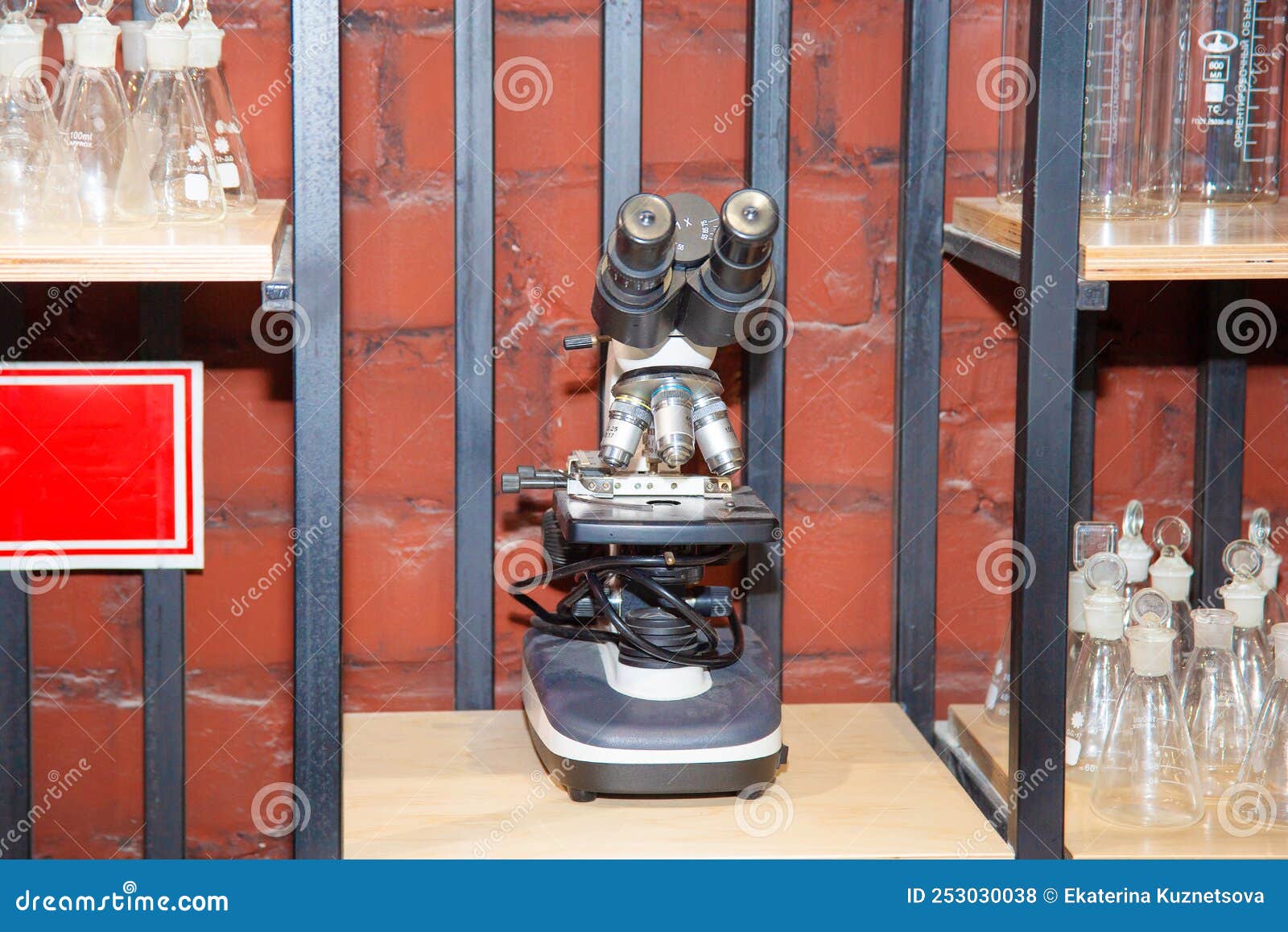 Electron Microscope Stands on the Shelf of the Scientific Laboratory ...