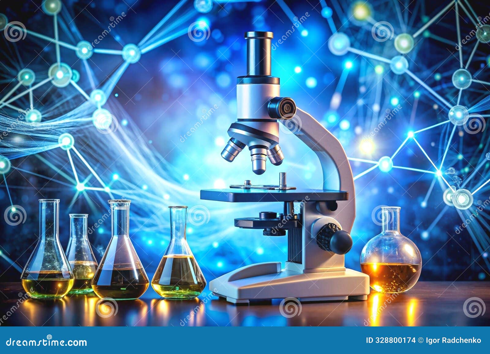 Electron Microscope with Test Tubes in a Science Laboratory Stock ...