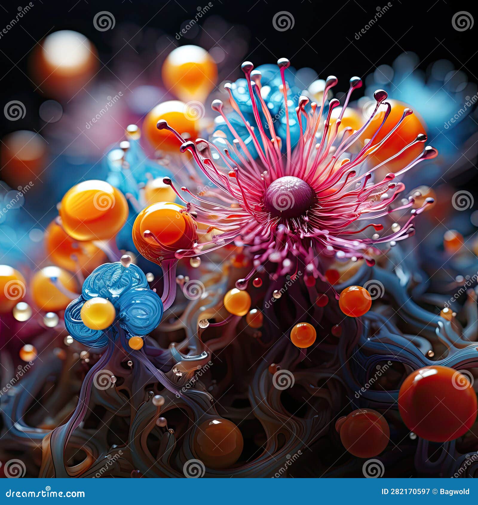 Electron Microscope View of Atoms and Electrons Forming Organic Shapes ...