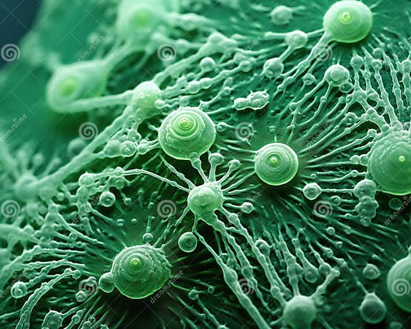 An Electron Microscope View of the Spirulina Algae. Stock Illustration ...