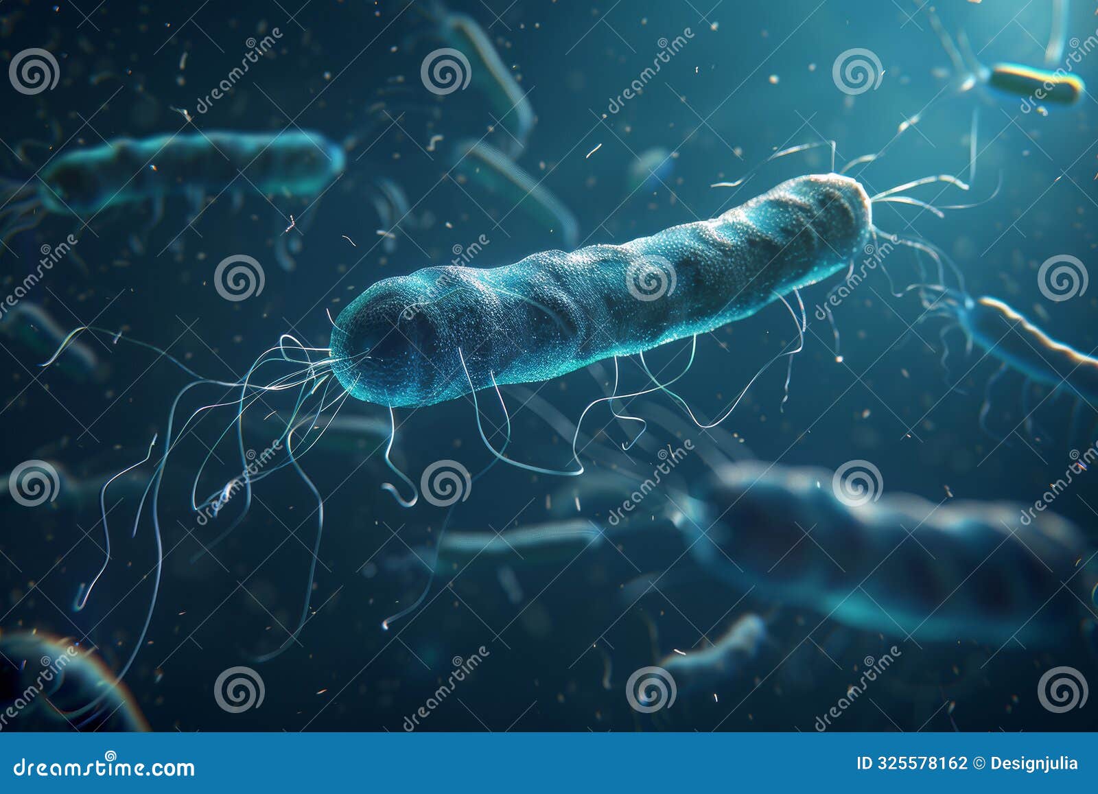 Electron Microscopic Image Of Escherichia Coli Bacteria In A Scientific Research Setting Stock