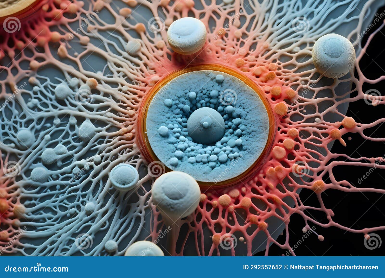 Electron Microscopic Structure of Nucleus, Closeup 500x Zoom, Generated ...