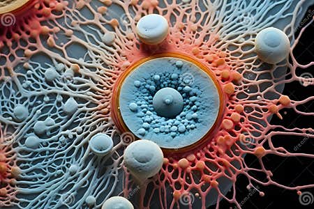 Electron Microscopic Structure of Nucleus, Closeup 500x Zoom, Generated ...