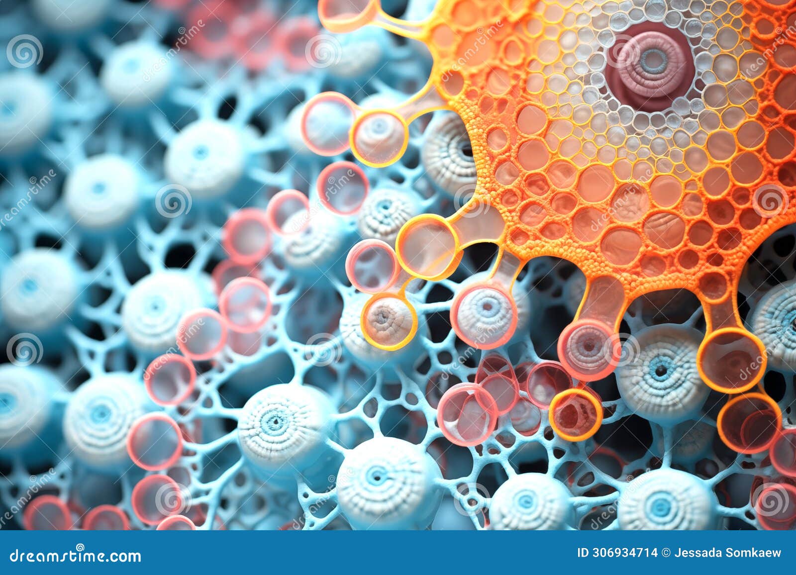 Electron Microscopic Structure of Nucleus, 500x Zoom, Generative AI ...