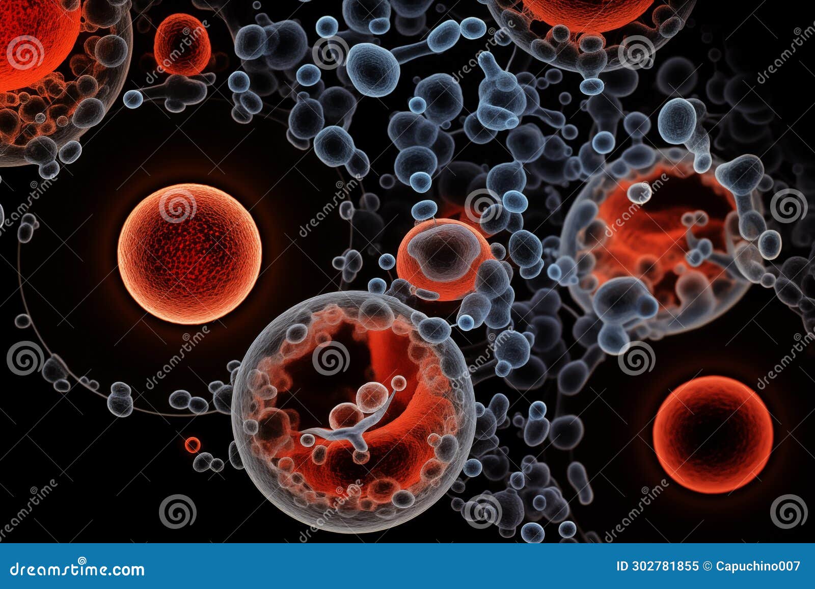 Electron Microscopy of Blood Cells by Generative AI Stock Illustration ...