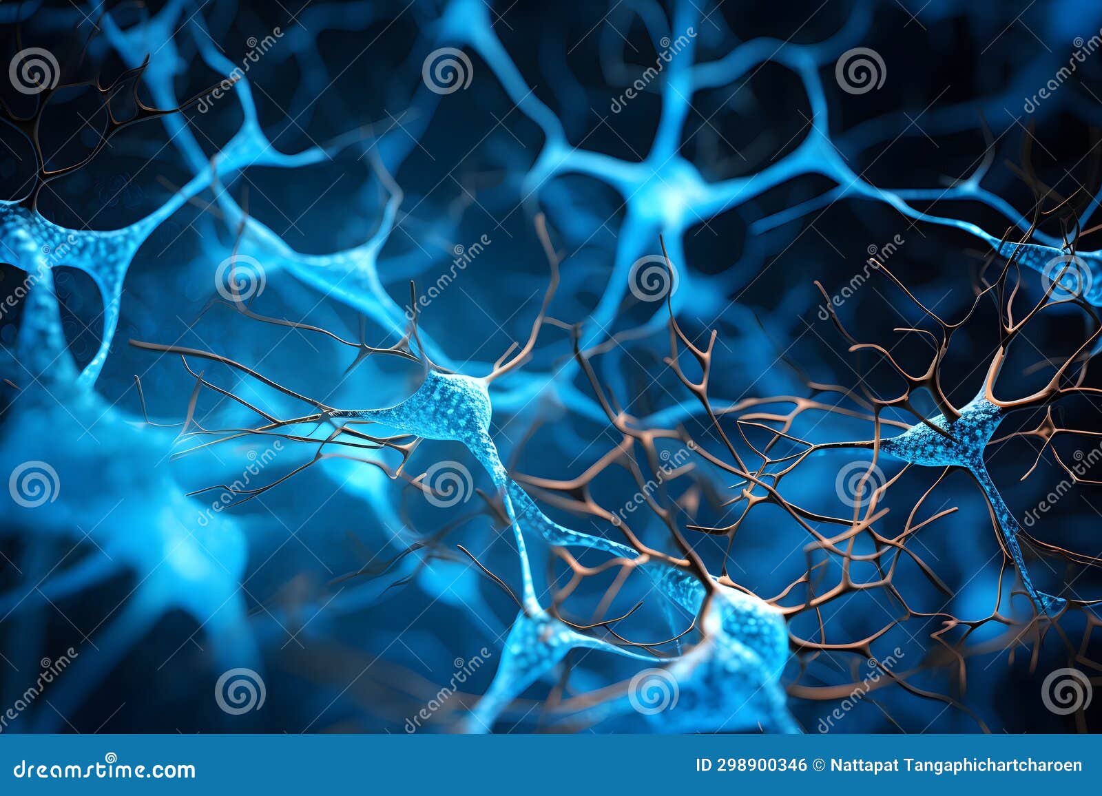 Electron Microscopy of Brain Neural Network, Generated AI Stock ...