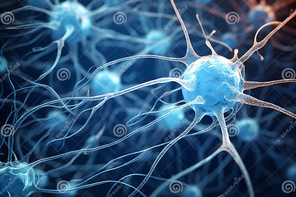 Electron Microscopy of Brain Neural Network, Cells of Brain, Generated ...