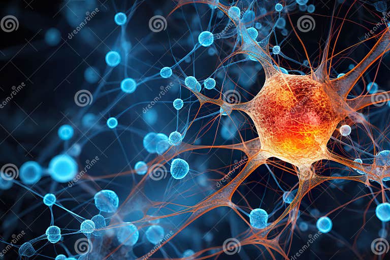 Electron Microscopy of Brain Neural Network. Illustration by Generative ...