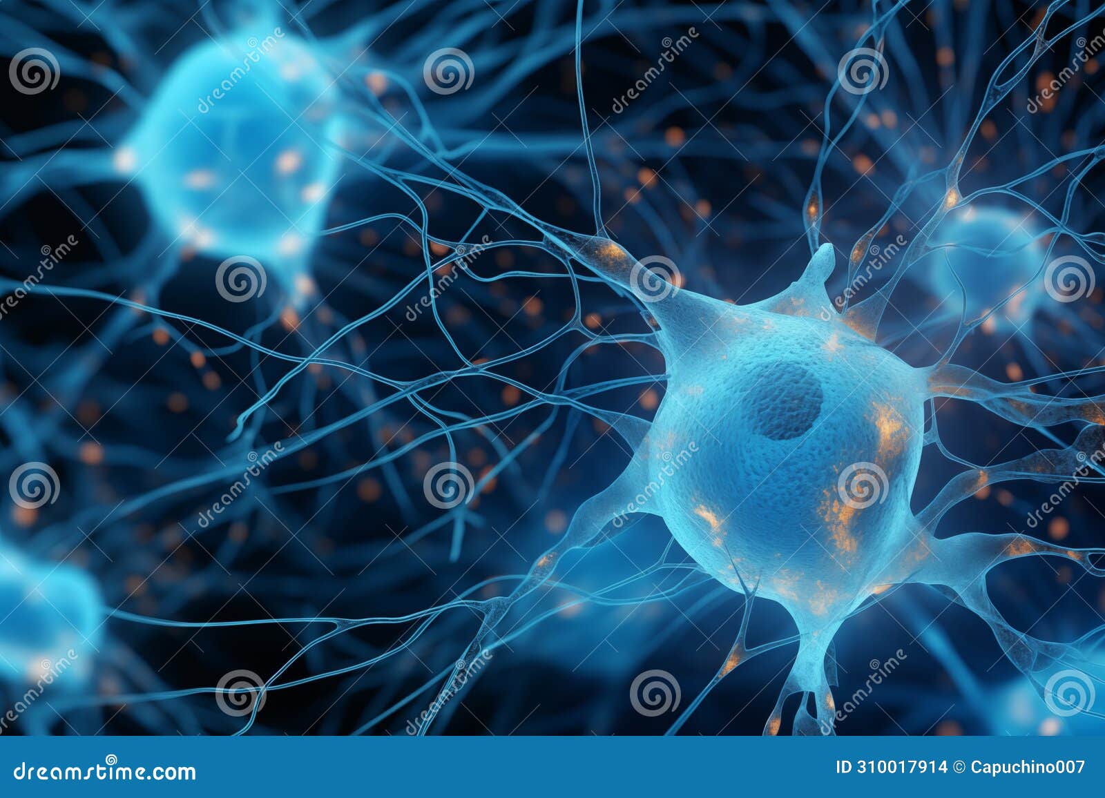Electron Microscopy Of Brain Neural Network By Generative Ai Stock