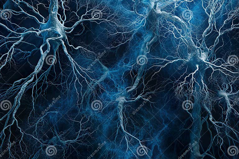 Electron Microscopy of Brain Neural Network. Generative AI Stock ...