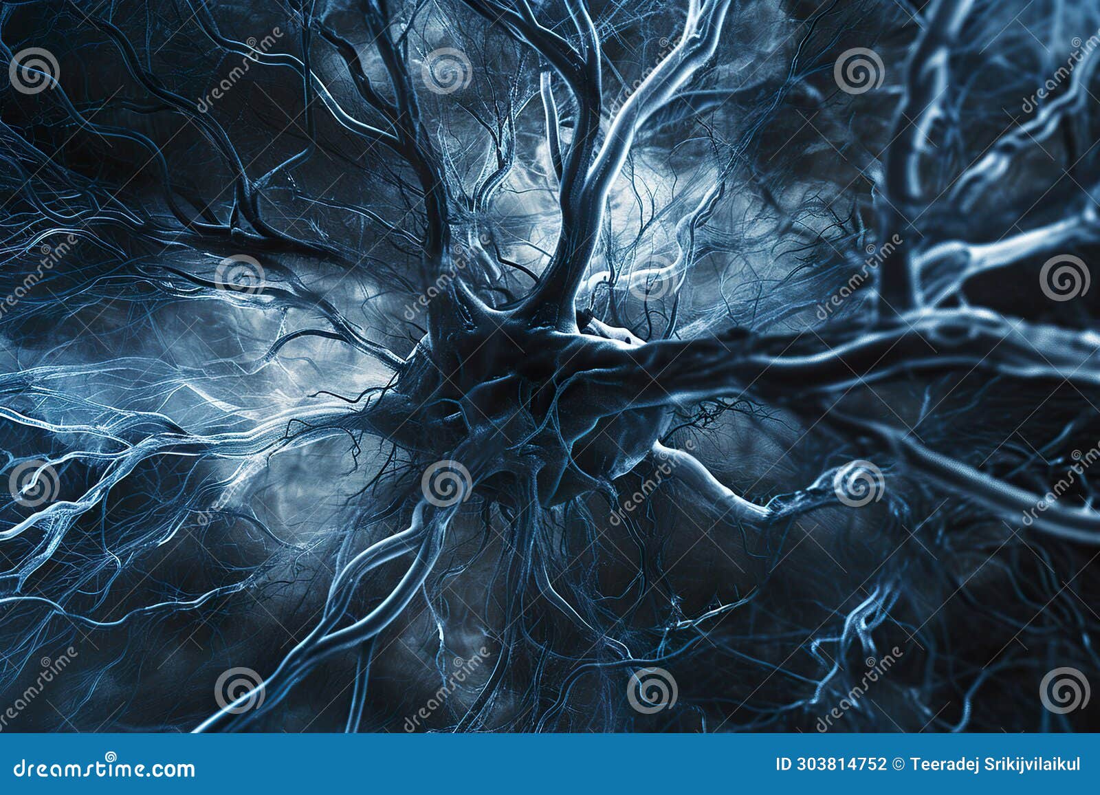 Electron Microscopy of Brain Neural Network. Generative AI Stock ...