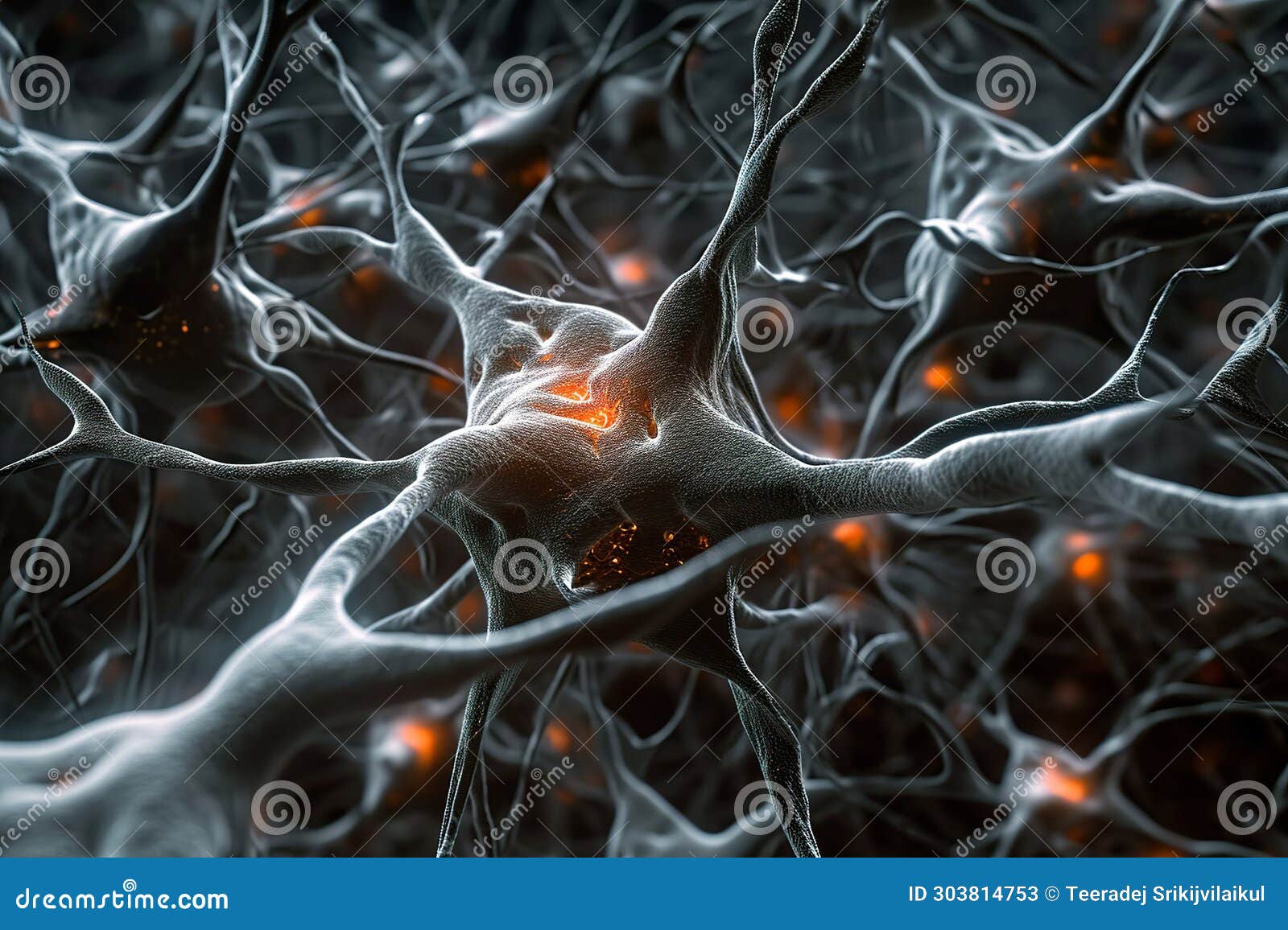 Electron Microscopy of Brain Neural Network. Generative AI Stock ...