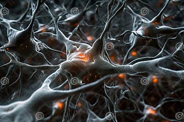 Electron Microscopy of Brain Neural Network. Generative AI Stock ...