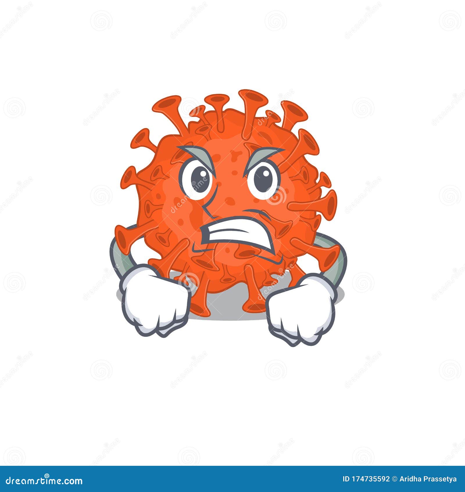 Electron Microscopy Coronavirus Cartoon Character Design with Angry ...