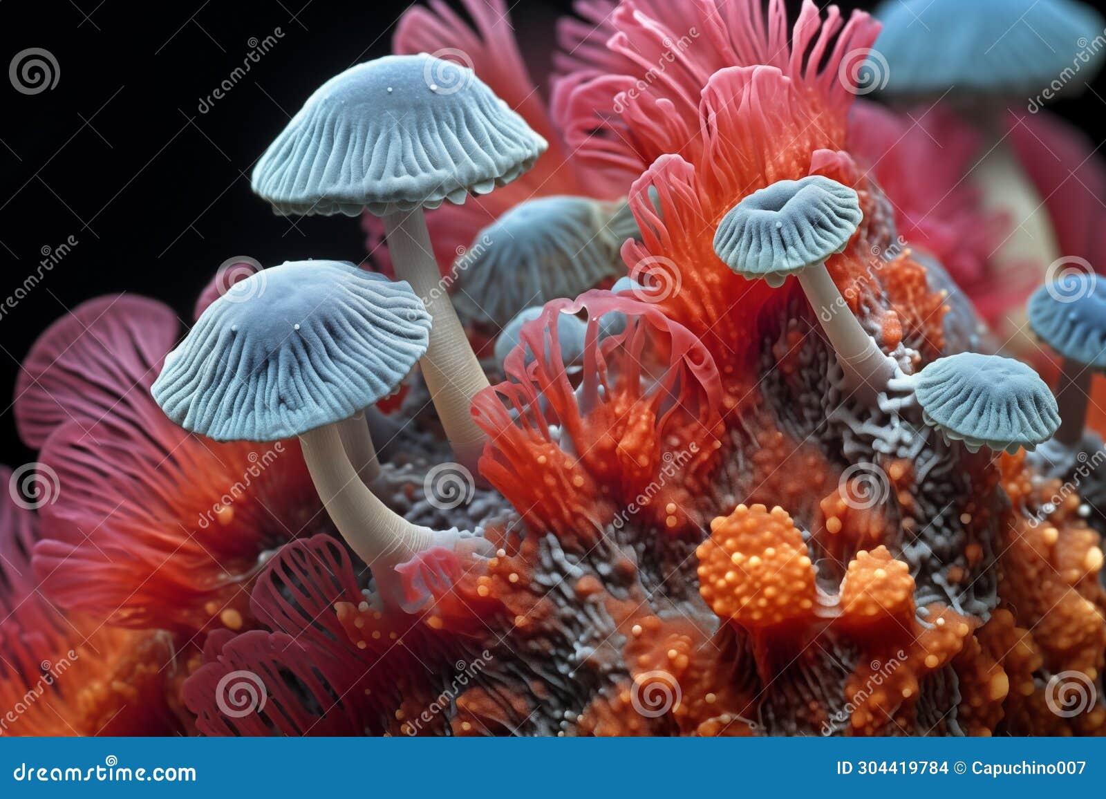 Electron Microscopy of Fungus by Generative AI Stock Illustration ...