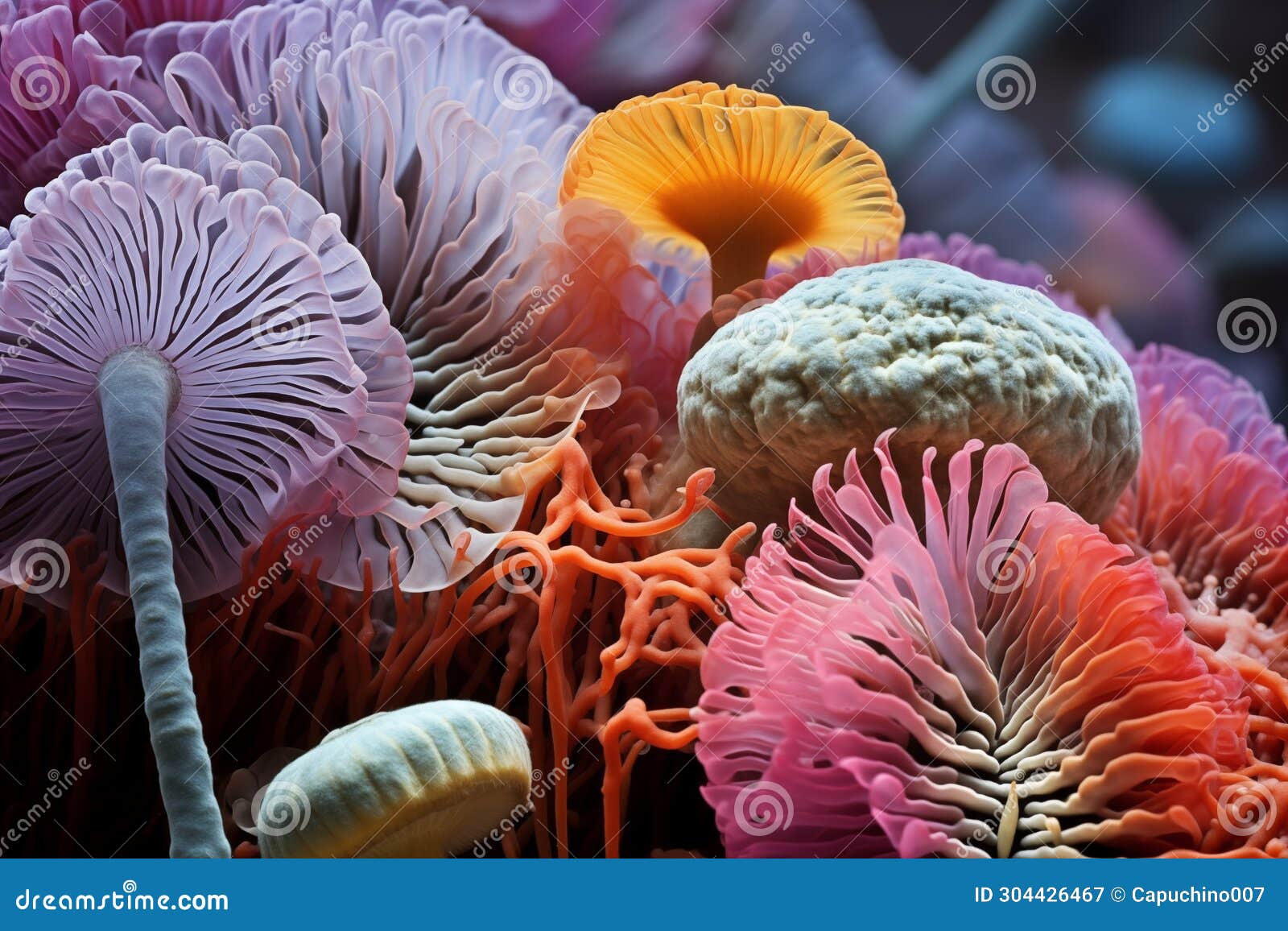 Electron Microscopy of Fungus by Generative AI Stock Illustration ...
